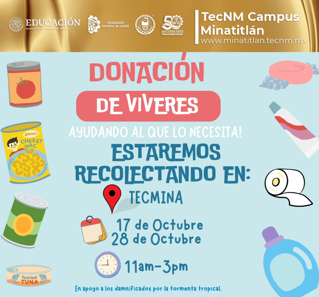 DONACIÓN DE VÍVERES – TecNM | Instituto Tecnológico de Minatitlán