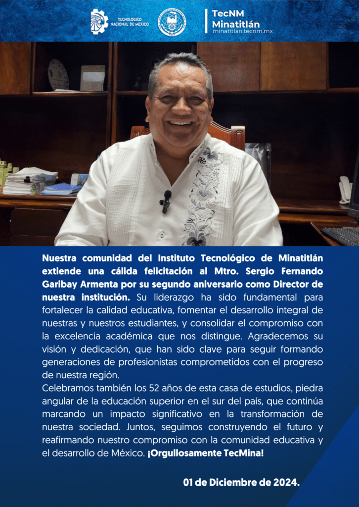 ¡FELICITACIÓN A NUESTRO DIRECTOR DEL TECNOLÓGICO DE MINATITLÁN, MTRO ...